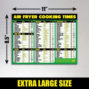 Air Fryer Cooking Times Magnetic Cheat Sheet - Extra Large Easy to Read 11” x 8.5” Airfryer Kitchen Accessory - Quick Reference Guide Magnet for Over 90 Popular Airfry Foods - Cook Healthy Meals Fast