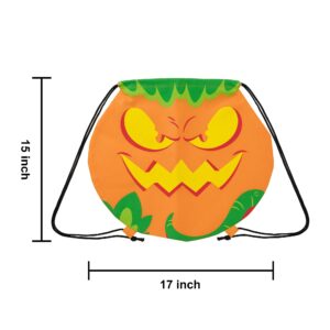 JOYIN 6 Pcs Halloween Drawstring Treat Bags, Large Halloween Pumpkin Face Backpacks for Kids, 17" Halloween Trick or Treat Candy Bags, Goodie Gift Bags for Halloween Party Favor Supplies