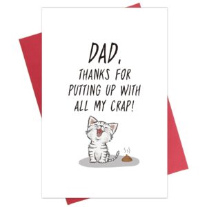 kirynurd decolove funny card for dad, birthday card for daddy, fathers day card for cat lover