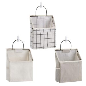 dron tooon fabric wall hanging storage caddy bag over the door pouch organizer for bedroom bathroom kitchen (3pack-b)…