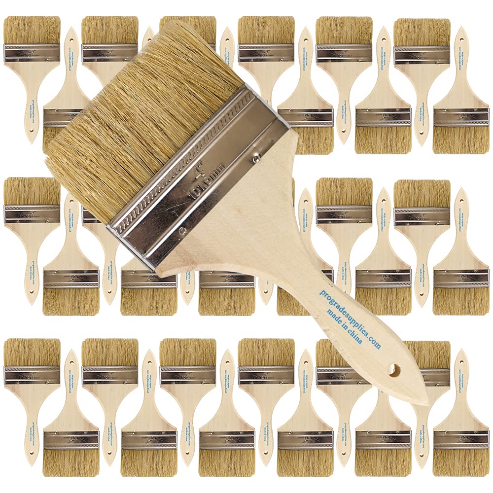 Vermeer Chip Paint Brushes - 36-Pack - 4" Chip Brushes for Paints, Stains, Varnishes, Glues, & Gesso - Home Improvement - Interior & Exterior Use