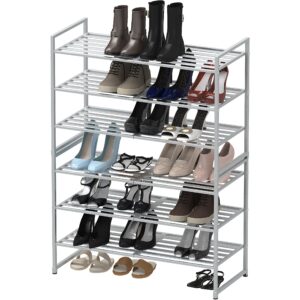 Simple Houseware 3-Tier Stackable Shoes Rack Organizer Shelf, Silver