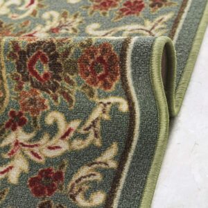 Antep Rugs Alfombras Non-Skid (Non-Slip) 2x4 Rubber Backing Modern Floral Low Profile Pile Kitchen Area Rugs (Green, 2'3" x 4')