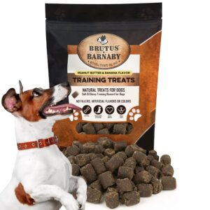 brutus & barnaby training treats for dogs - peanut butter & banana - all-natural healthy low calorie vegan treat - great to use for rewards in training your puppy or dog