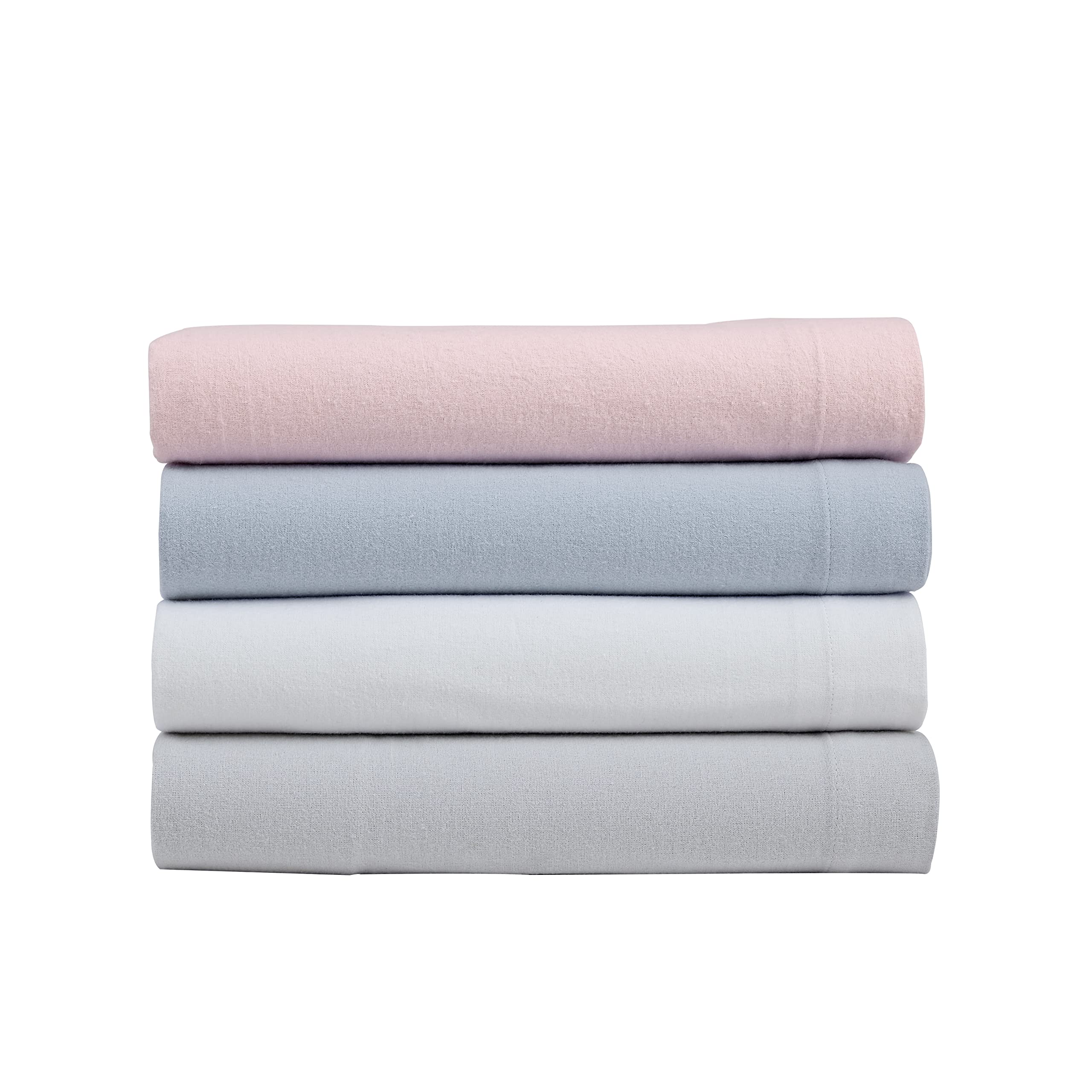 Laura Ashley - Twin Sheet Set, Cotton Flannel Bedding, Brushed for Extra Softness & Comfort (Bright Blush, Twin)