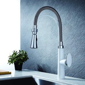 Bathtub Faucet Kitchen Mixer Tap, Kitchen Sink Tap with can Move Dual Function Sprayer, Solid Brass Monobloc Kitchen Faucet, Single Lever Sink Tap for Kitchen