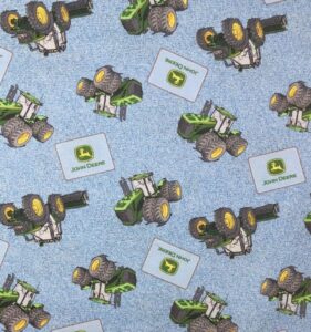 1 yard - john deere farm tractor toss on blue cotton fabric (great for quilting, sewing, craft projects, quilt, throw pillows & more) 1 yard x 44"