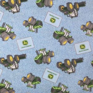 1 Yard - John Deere Farm Tractor Toss on Blue Cotton Fabric (Great for Quilting, Sewing, Craft Projects, Quilt, Throw Pillows & More) 1 Yard X 44"