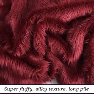 Bianna Ruby Red Burgundy Faux Fur Fabric, 60 inches Wide Options, American Seller, Luxury Shag Shaggy Material for Crafting, Sewing, Costumes, Fursuits, Home Decor (12x12 inches)