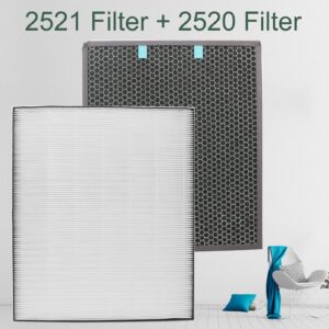 Replacement 400 Filter for Bissell Air400-2521 Pre Filter, 2520 Active Carbon Filter, Filter with 1 Carbon Filter, Compared to Part 2521, 2520