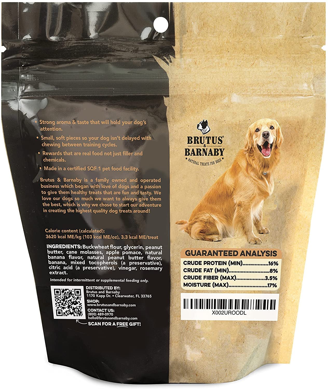 BRUTUS & BARNABY Training Treats for Dogs - Peanut Butter & Banana - All-Natural Healthy Low Calorie Vegan Treat - Great to Use for Rewards in Training Your Puppy Or Dog