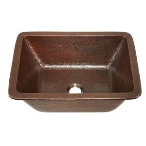 sinkology sb208-12ag hawking 12 in. undermount and drop-in bath handmade solid aged copper bathroom sink