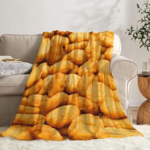 Golden Chicken Nuggets Throw Blanket Flannel Fleece Air Conditioning Quilt Best Gift Lightweight Cozy Plush Blanket for Sofa Chair Bedroom M 60"x50" for Teens