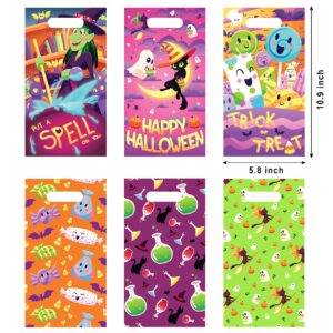 JOYIN 72 Pcs Halloween Plastic Treat Bags with Double-side Print, Halloween Candy Cookie Bags, Halloween Goodie Bags Gift Bags for Halloween Party Favors, Trick-or-Treating, Halloween Treats