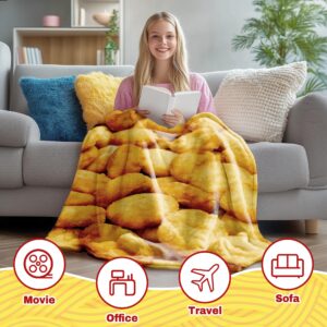 Golden Chicken Nuggets Throw Blanket Flannel Fleece Air Conditioning Quilt Best Gift Lightweight Cozy Plush Blanket for Sofa Chair Bedroom M 60"x50" for Teens