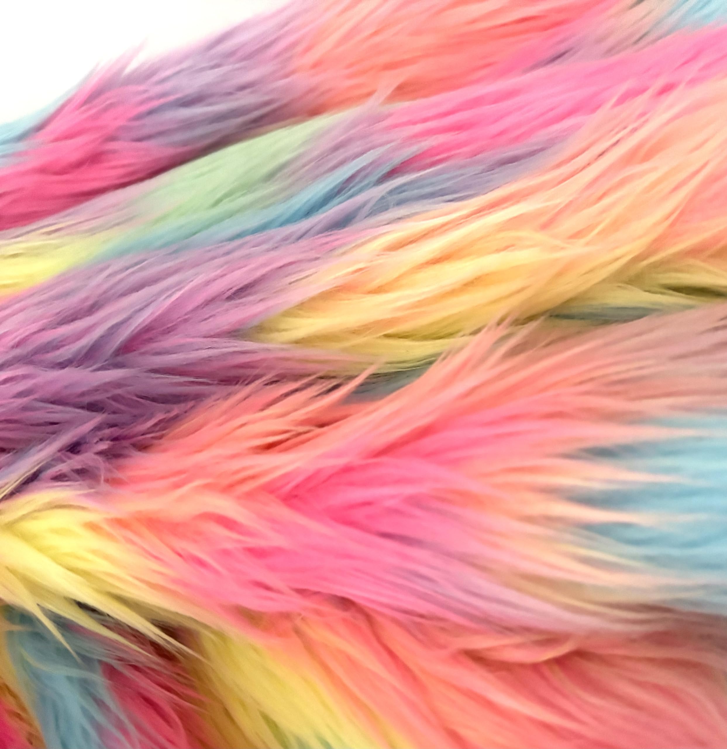 Bianna Pastel Rainbow Patch Faux Fur Fabric, American Seller, Luxury Shag Shaggy Material for Crafting, Sewing, Costumes, Fursuits, Home Decor (30x36 inches)