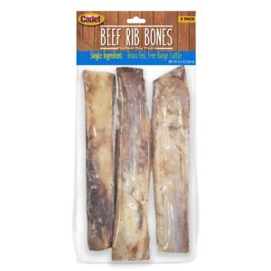 cadet gourmet beef rib bones for dogs - healthy & natural dog chew bones - inspected & tested in usa, (3 count)