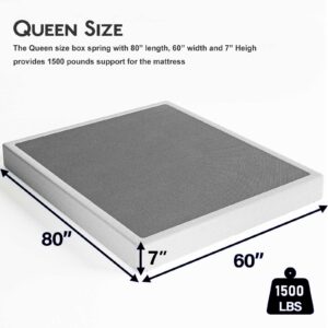 ZIYOO Queen Box Spring, 7 Inch Metal Box Springs, Strong Metal Frame Support for 1500lbs, Mattress Foundation, Easy Assembly, No Noise