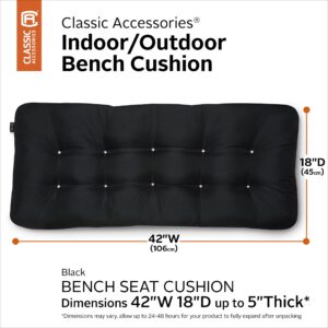 Classic Accessories Water-Resistant Indoor/Outdoor Bench Cushion, 42 x 18 x 5 Inch, Black, Patio Bench Cushion