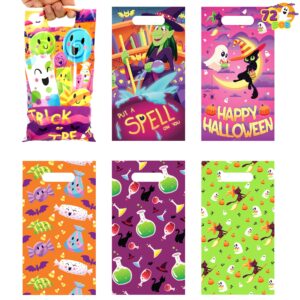 joyin 72 pcs halloween plastic treat bags with double-side print, halloween candy cookie bags, halloween goodie bags gift bags for halloween party favors, trick-or-treating, halloween treats