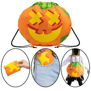 JOYIN 6 Pcs Halloween Drawstring Treat Bags, Large Halloween Pumpkin Face Backpacks for Kids, 17" Halloween Trick or Treat Candy Bags, Goodie Gift Bags for Halloween Party Favor Supplies