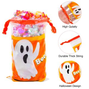 JOYIN 72 Pcs Halloween Plastic Treat Bags with Drawstrings, Small Trick or Treat Candy Bags in 9 Designs, Small Halloween Goodie Gift Bags Halloween Party Favors Supplies