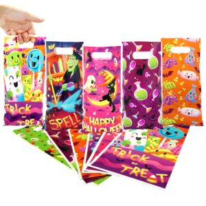 JOYIN 72 Pcs Halloween Plastic Treat Bags with Double-side Print, Halloween Candy Cookie Bags, Halloween Goodie Bags Gift Bags for Halloween Party Favors, Trick-or-Treating, Halloween Treats