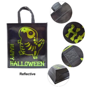 JOYIN 12 Pcs Halloween Treat Tote Bags in 6 Metal Shining Skeleton Design, 17" Large Reflective Halloween Character Trick or Treat Bags, Halloween Goodie Gift Candy Bags Halloween Party Favor Party Supplies