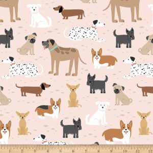 comfy flannel dog breeds beige, cut by the yard