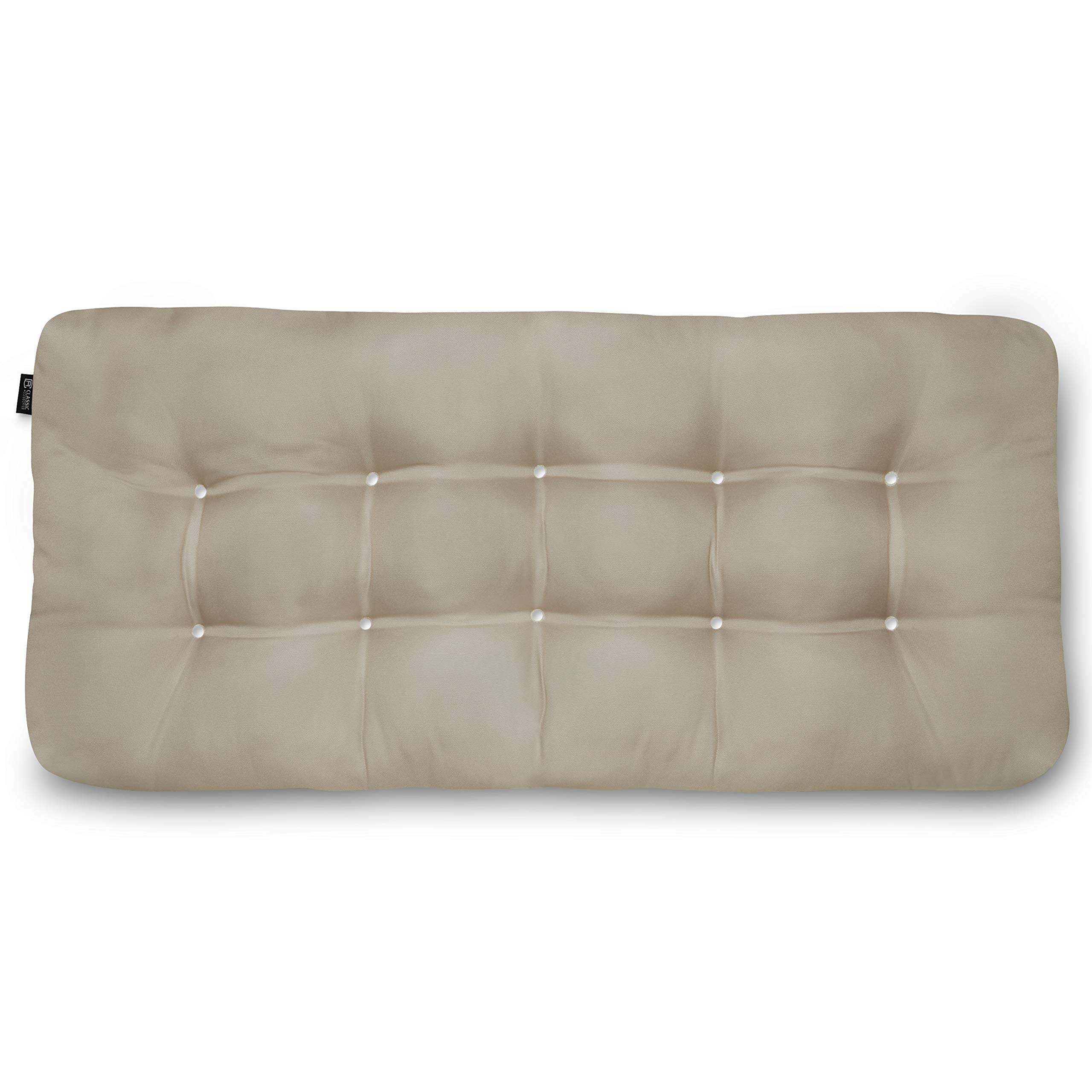 Classic Accessories Water-Resistant Indoor/Outdoor Bench Cushion, 54 x 18 x 5 Inch, Khaki, Patio Bench Cushion