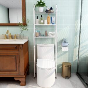 hahrir 3-shelf bathroom organizer over the toilet space saver over the toilet rack bathroom corner stand storage organizer (white)