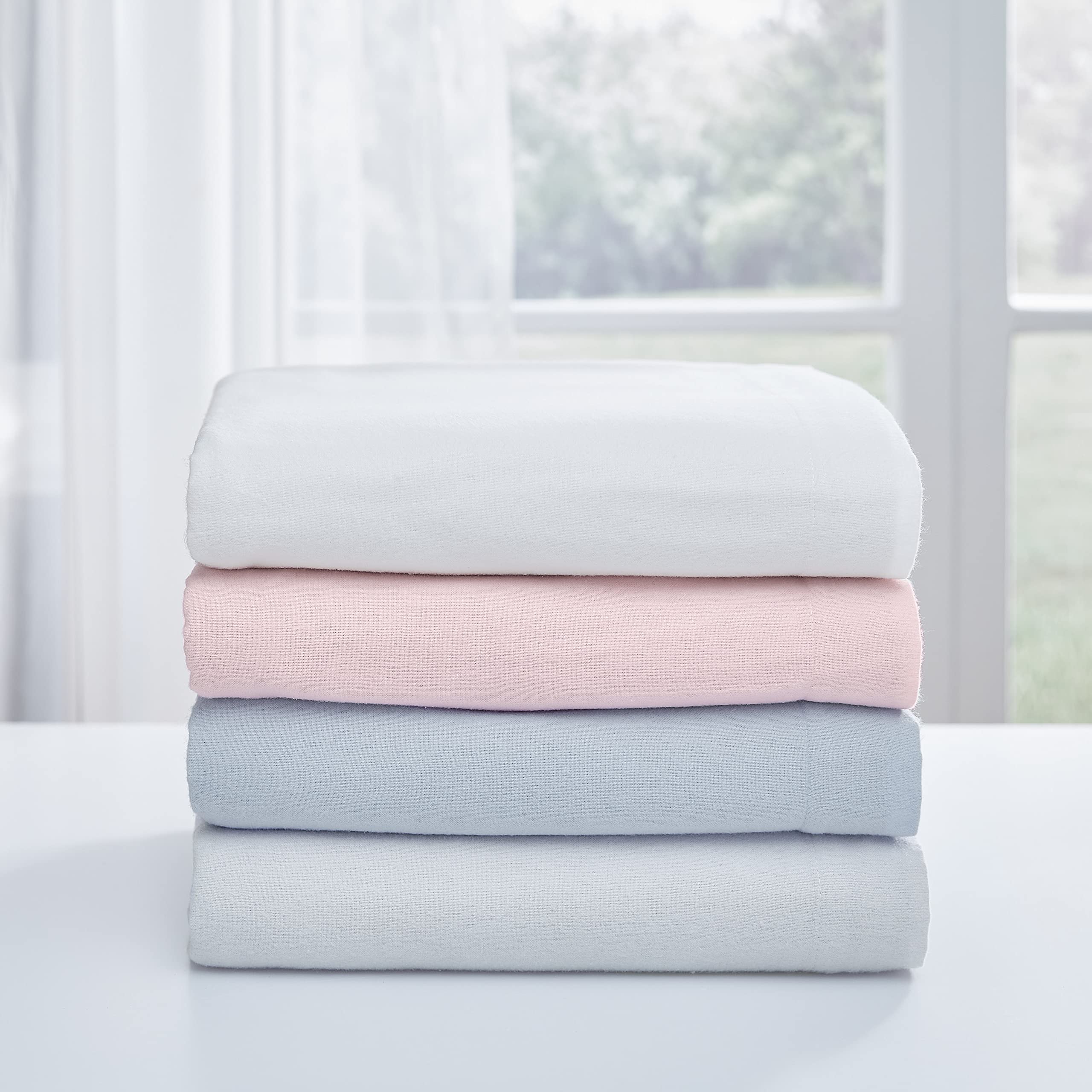 Laura Ashley - Twin Sheet Set, Cotton Flannel Bedding, Brushed for Extra Softness & Comfort (Bright Blush, Twin)