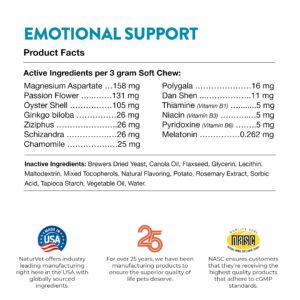 NaturVet Emotional Support Daily Calming Aid Dog Supplement - Helps Promote 24/7 Normal, Calm Behavior - for Dog Stress, Nervousness, Separation, Unwanted Behavior - 120ct Soft Chews