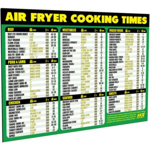 air fryer cooking times magnetic cheat sheet - extra large easy to read 11” x 8.5” airfryer kitchen accessory - quick reference guide magnet for over 90 popular airfry foods - cook healthy meals fast