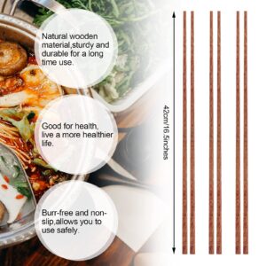 Long Cooking Chopstick Chinese Natural Wooden Chopstick Long Hot Pot Chopstick Wooden Frying Chopstick for Hot Pot, Frying, Noodle, Cooking Favor, 16.5 Inch (Red Sandalwood, 5 Pairs)