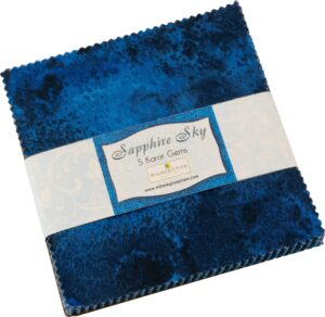 wilmington prints - 5 karat gems collection charm pack - 42 pieces of 5" fabric squares in colorway sapphire sky 2020~507-5-507