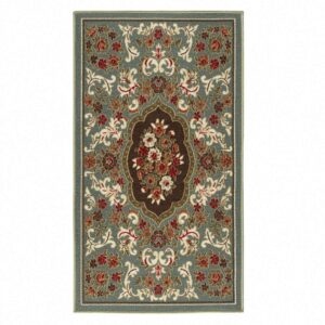 Antep Rugs Alfombras Non-Skid (Non-Slip) 2x4 Rubber Backing Modern Floral Low Profile Pile Kitchen Area Rugs (Green, 2'3" x 4')