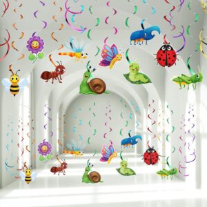 30 pieces spring summer insects hanging swirl decorations, butterfly sunflower bug birthday party ceiling decorations for girls, boys, kids, home, classroom, baby shower,