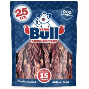 valuebull braided beef gullet sticks for dogs, thick 6", 25 ct. - beef esophagus dog treats, chondroitin joint support