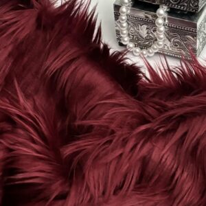 Bianna Ruby Red Burgundy Faux Fur Fabric, 60 inches Wide Options, American Seller, Luxury Shag Shaggy Material for Crafting, Sewing, Costumes, Fursuits, Home Decor (12x12 inches)