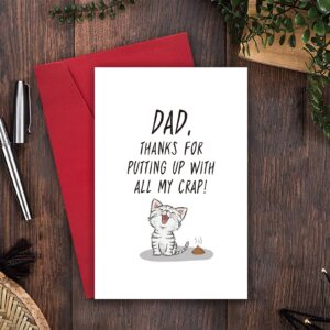 Kirynurd Decolove Funny Card for Dad, Birthday Card for Daddy, Fathers Day Card for Cat Lover