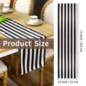 Tatuo Black and White Striped Table Runner Polyester Table Decor Elegant Classic Tablecloth Machine Washable for Christmas Indoor Outdoor Events Family Dinner Banquet(4 Pieces,12 x 72 Inch)