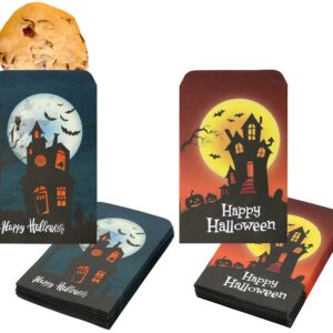 Iconikal Halloween Cookie Sleeves 120-Count - Spooky House & Jack-O-Lantern Designs - Perfect for Baked Goods, Treat Favors, Gifts