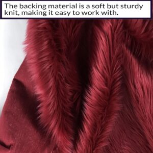 Bianna Ruby Red Burgundy Faux Fur Fabric, 60 inches Wide Options, American Seller, Luxury Shag Shaggy Material for Crafting, Sewing, Costumes, Fursuits, Home Decor (12x12 inches)