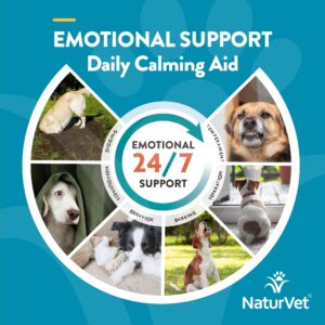 NaturVet Emotional Support Daily Calming Aid Dog Supplement - Helps Promote 24/7 Normal, Calm Behavior - for Dog Stress, Nervousness, Separation, Unwanted Behavior - 120ct Soft Chews