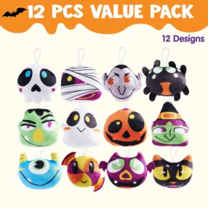 JOYIN 12 pcs Halloween Mini Plush Toy in Blind Bags, Halloween Mystery Toy Surprise Bag, Plush Toy Assortments for Kids Halloween Party Favors, Trick or Treat Gift Exchange, Halloween Goodie Fillers