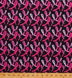 fields fabrics cotton breast cancer pink ribbons bows on black cancer awareness cotton fabric print by the yard (d758.40)