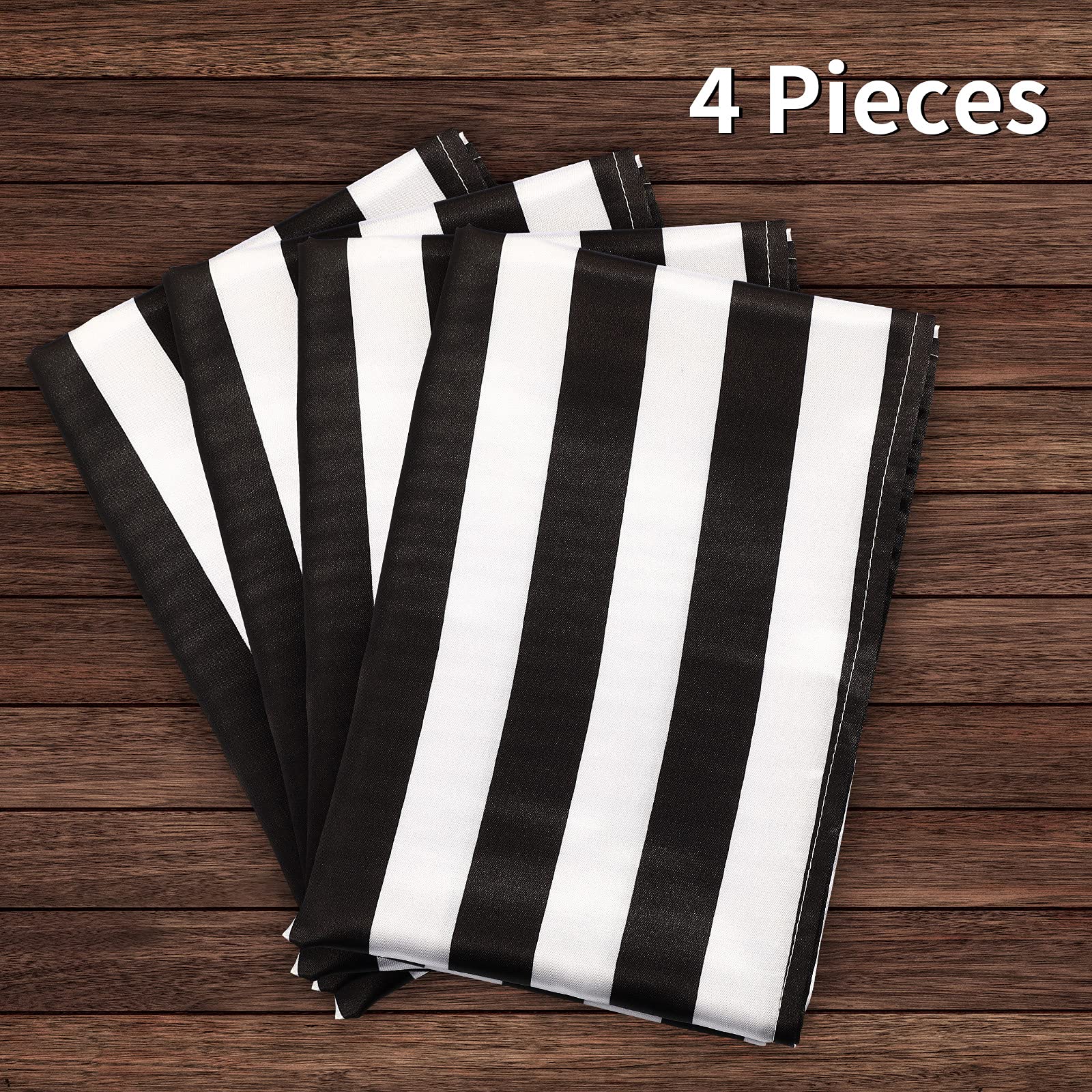 Tatuo Black and White Striped Table Runner Polyester Table Decor Elegant Classic Tablecloth Machine Washable for Christmas Indoor Outdoor Events Family Dinner Banquet(4 Pieces,12 x 72 Inch)