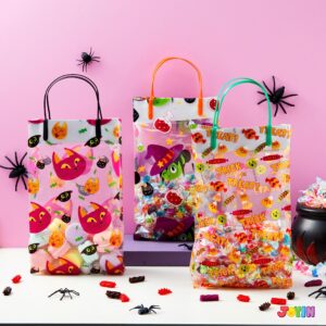 JOYIN 48PCS Halloween Cellophane Treats Bags, 6×11" Sturdy Trick or Treat Tote Bags, Goodies Gift Candy Bags, 6 Designs Clear Plastic Bags Bulk for Kids Girls Boys Halloween Party Favor Supplies