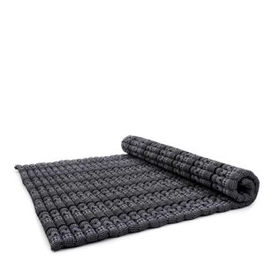 leewadee - foldable floor mattress - japanese roll up futon -trifold tatami mat- guest floor bed - camping mattress - thai massage mat, kapok filled, 75 x 57 inches, black white